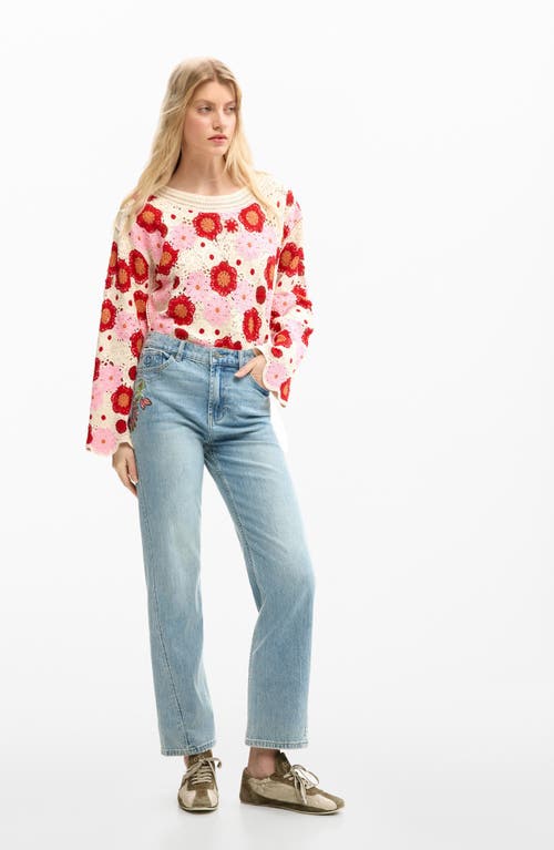DESIGUAL Floral Embroidered Slim Fit Jeans